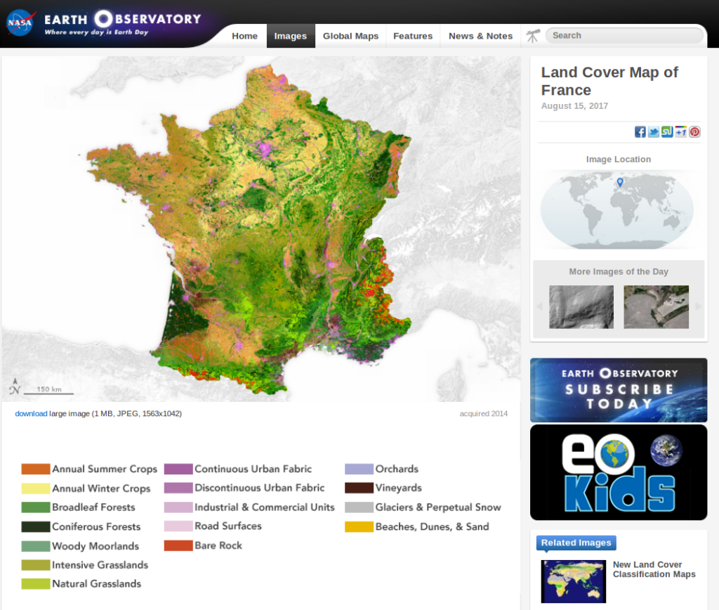 La NASA choisit le produit d’occupation des sols OSO du CESBIO comme ...